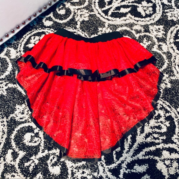 Skirts | Ladies Red Black Burlesque Style Dance Skirt | Poshmark